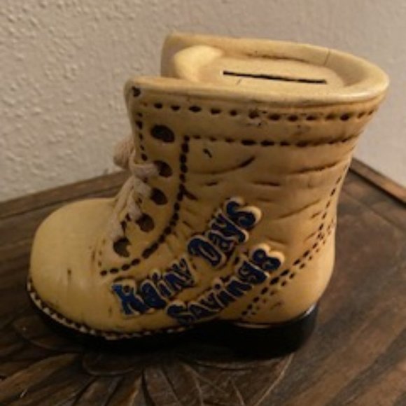 Accents | Vintage Rainy Day Savings Ceramic Boot Bank | Poshmark